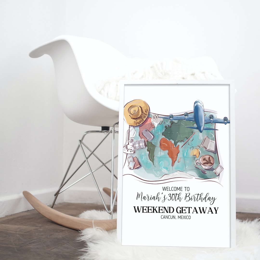 Birthday Weekend Vacation Welcome Sign, Weekend Getaway Birthday Party ...