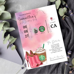 Ladies Birthday Coffee Lover Invitation, Printable Weekend Birthday ...