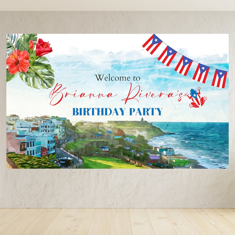 Editable Puerto Rico Welcome Sign Template Birthday Banner Skyline ...