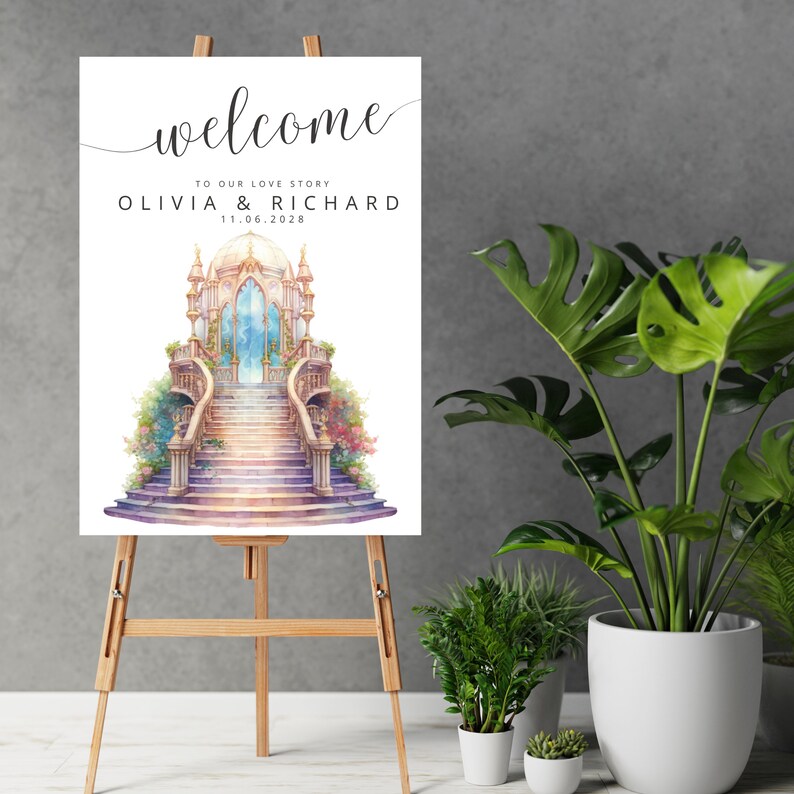 Fairytale Wedding Printable Welcome Sign Wedding Staircase - Etsy