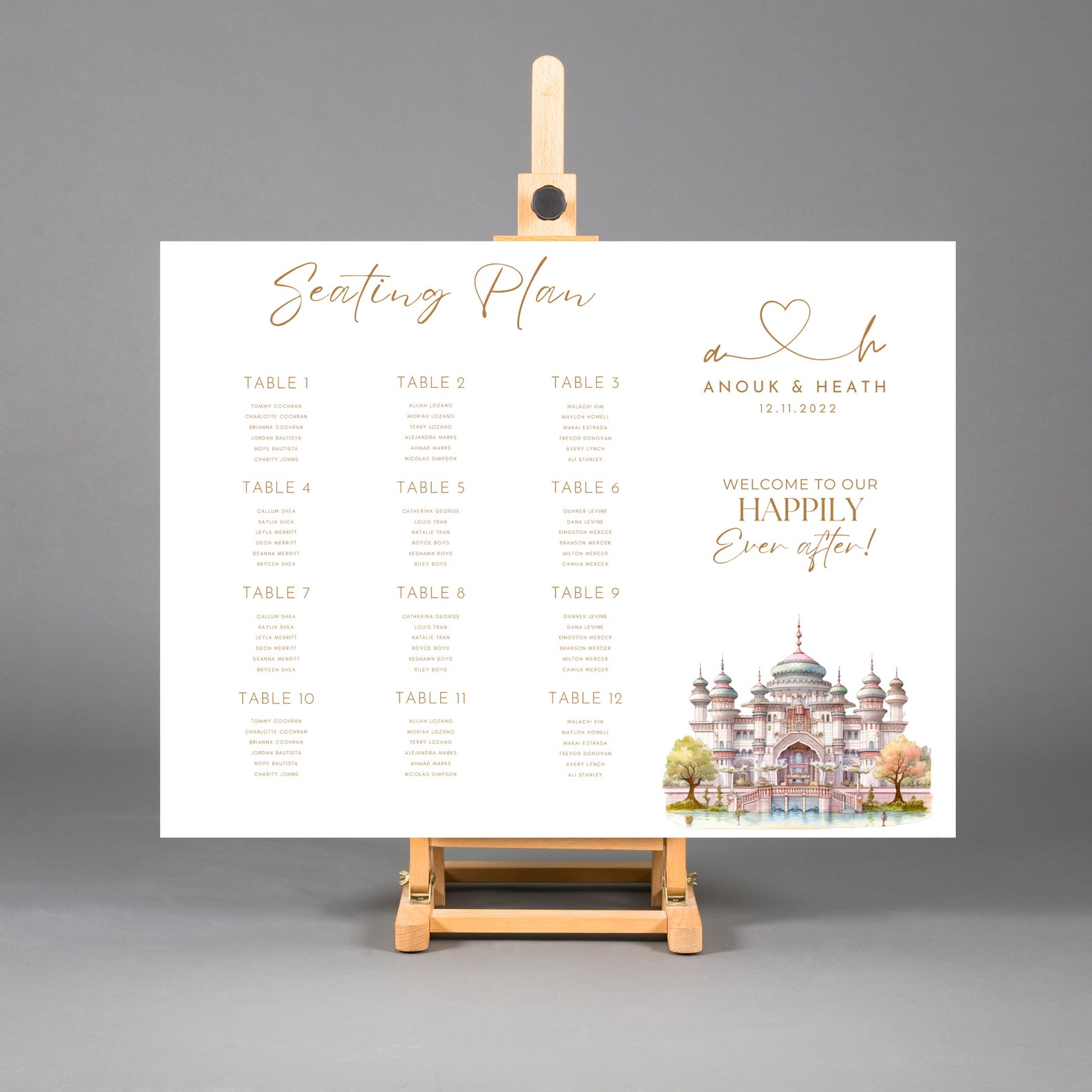 Fairytale Castle Wedding Printable Seating Chart Sign, Princess Wedding ...