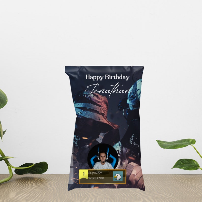 Video Game Birthday Chip Bag, Gamer, Gamer Party Favor Template, Custom ...