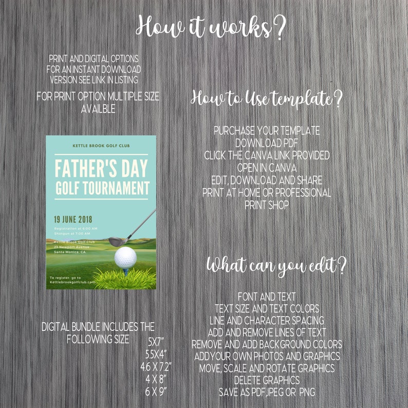 Father's Day Golf Tournament Invitation Golf Theme - Etsy