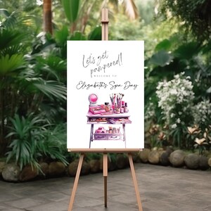 Editable Pink Spa Day Party Welcome Sign - Personalized Pink-themed ...
