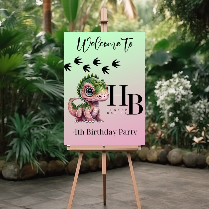 Editable Dino Welcome Sign Template, Dinosaur Birthday Party Banner ...