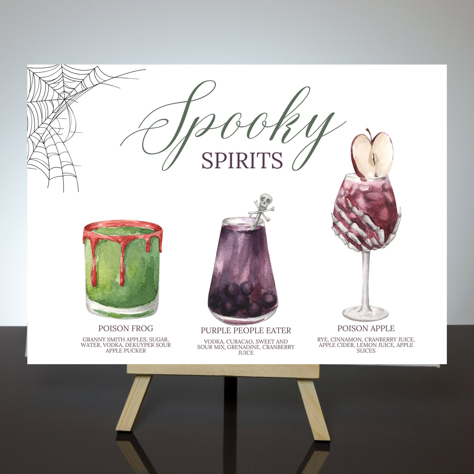 Halloween Cocktail Sign, Signature Spooky Printable Sign, Editable ...