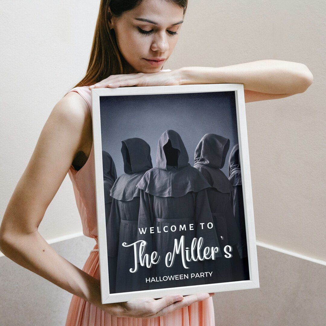 Spooky Halloween Welcome Sign, Editable Creepy Party Signs, Horror ...