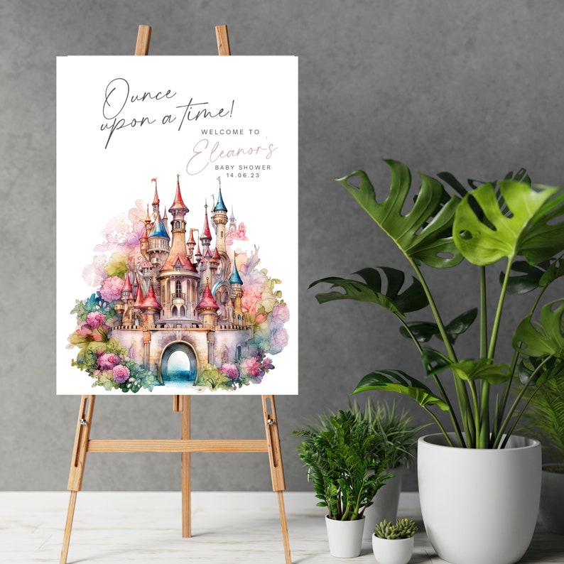 Enchanting Customizable Castle Baby Shower Welcome Sign Template, Fairy ...