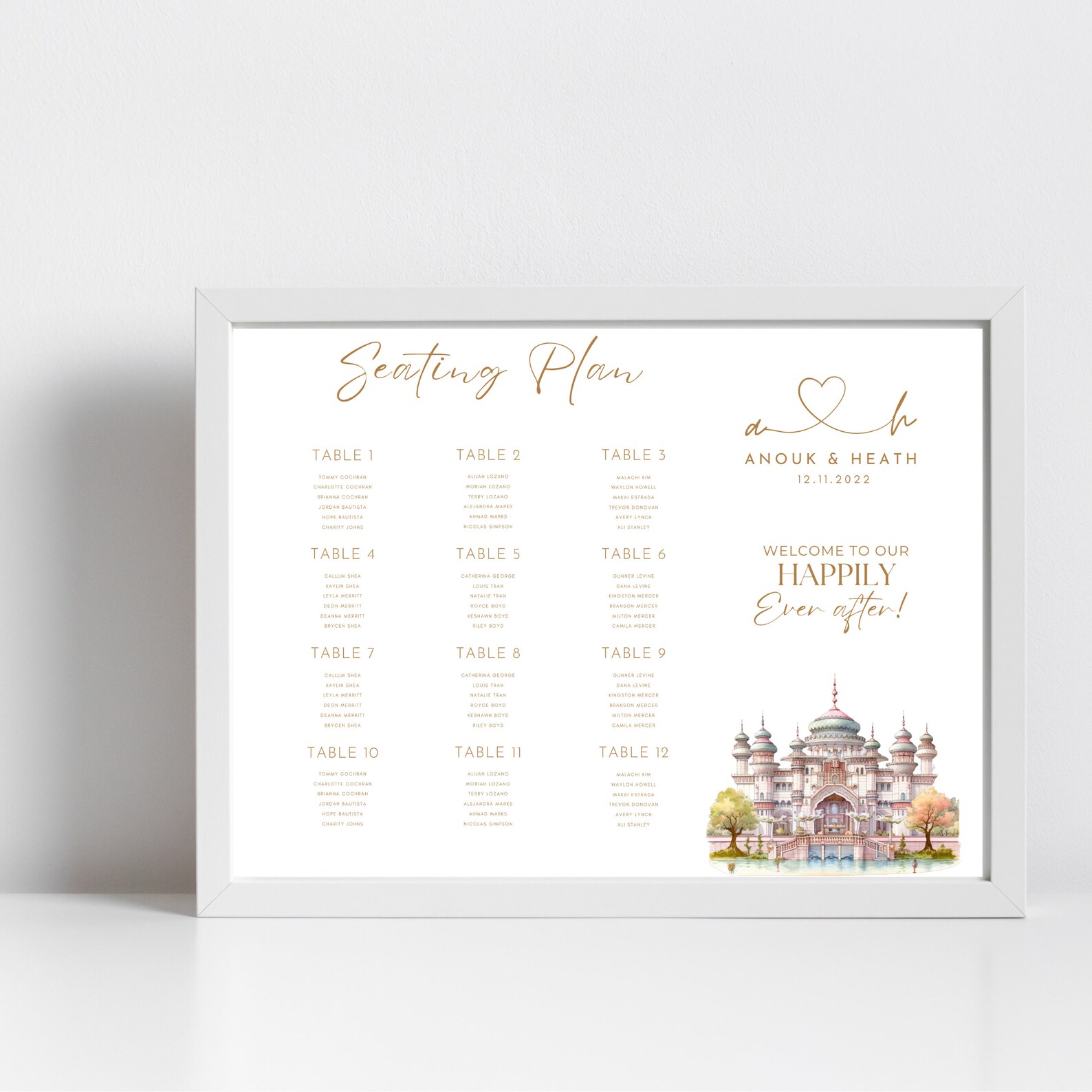 Fairytale Castle Wedding Printable Seating Chart Sign, Princess Wedding ...