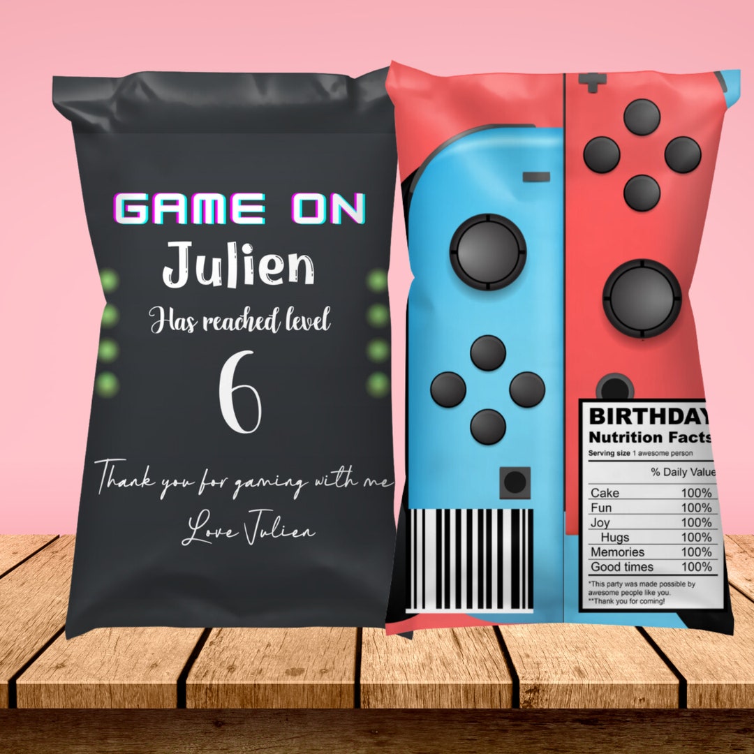 Video Game Chip Bag Template , Chip Bags Party Favor, Video Game ...