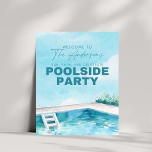 Editable Summer Pool Party Welcome Sign Customizable Swimming Bash ...