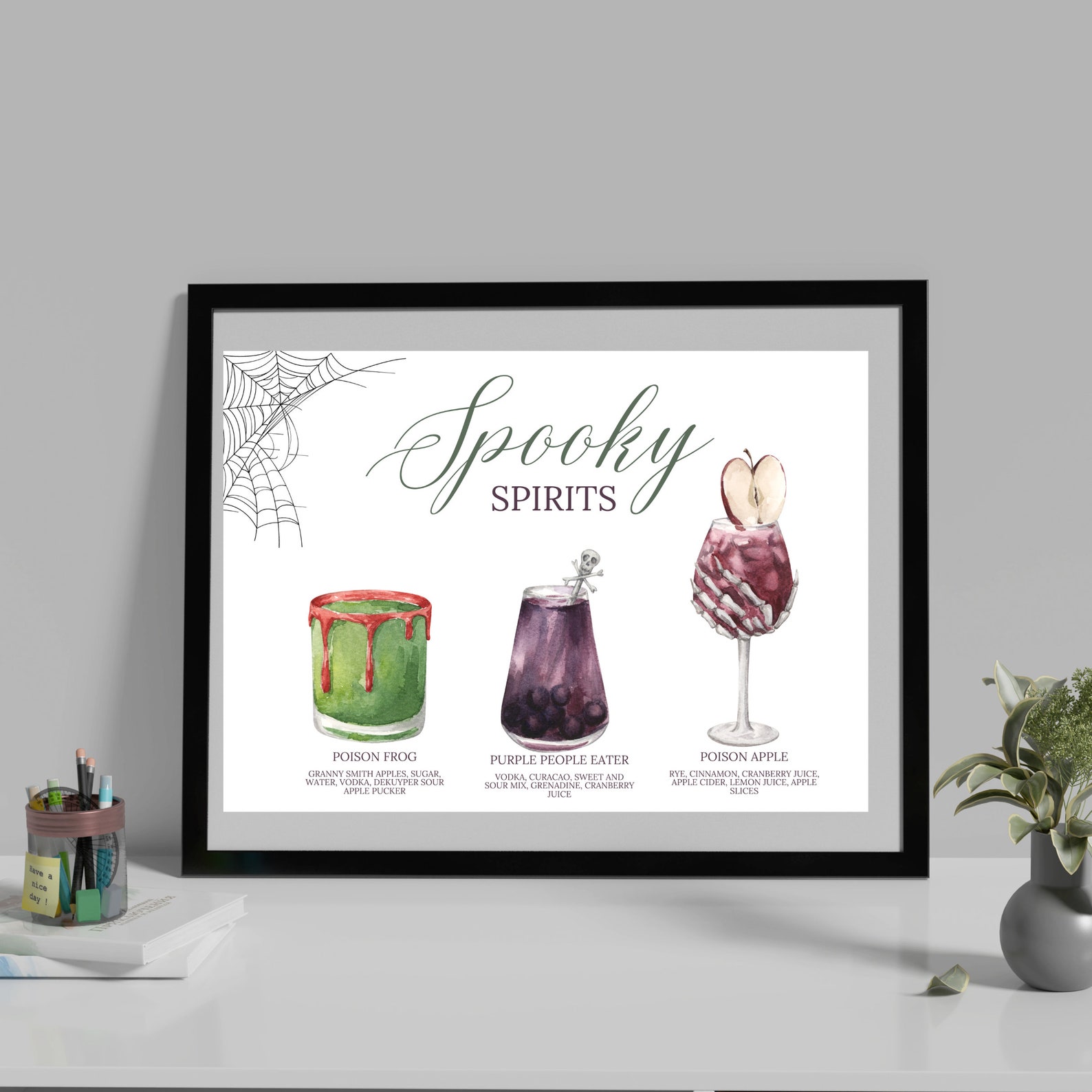 Halloween Cocktail Sign, Signature Spooky Printable Sign, Editable ...