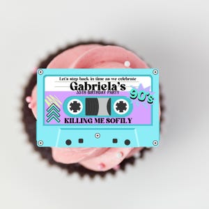 Edible Retro 90s Cassette Cupcake Topper | Custom 90s Party Cake Decor ...