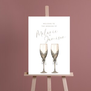 Editable Wedding Welcome Sign Template | Personalized Champagne Flutes ...