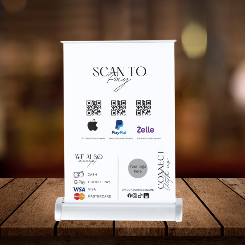 Editable Scan to Pay Retractable Sign, Editable Canva Template, QR Code ...