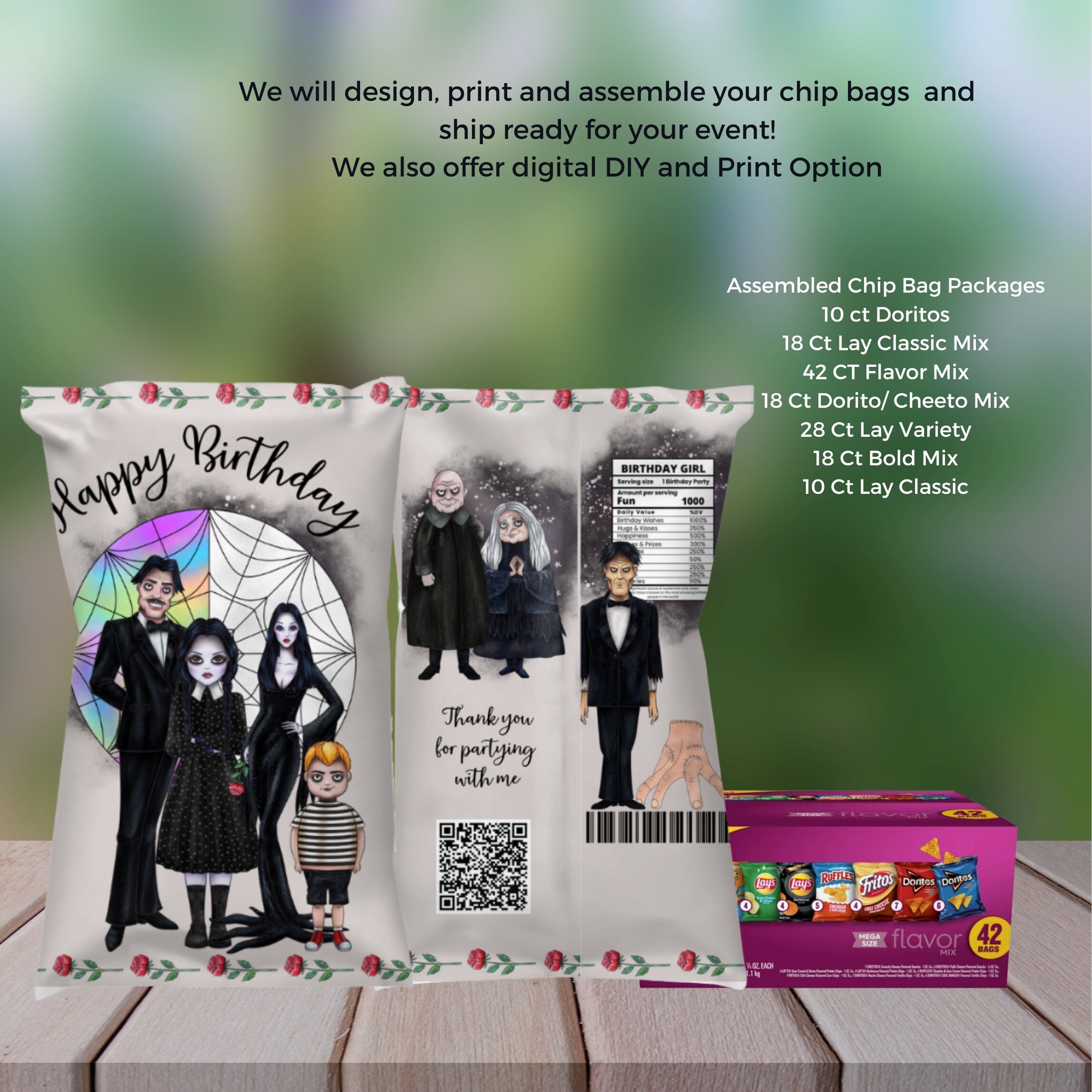 Wednesday Birthday Chip Bag Template, Wednesday Chip Label, Family ...