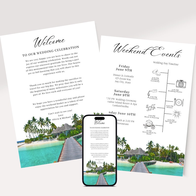 Maldives Island Bachelorette Invitation Template, Maldives Bachelorette ...