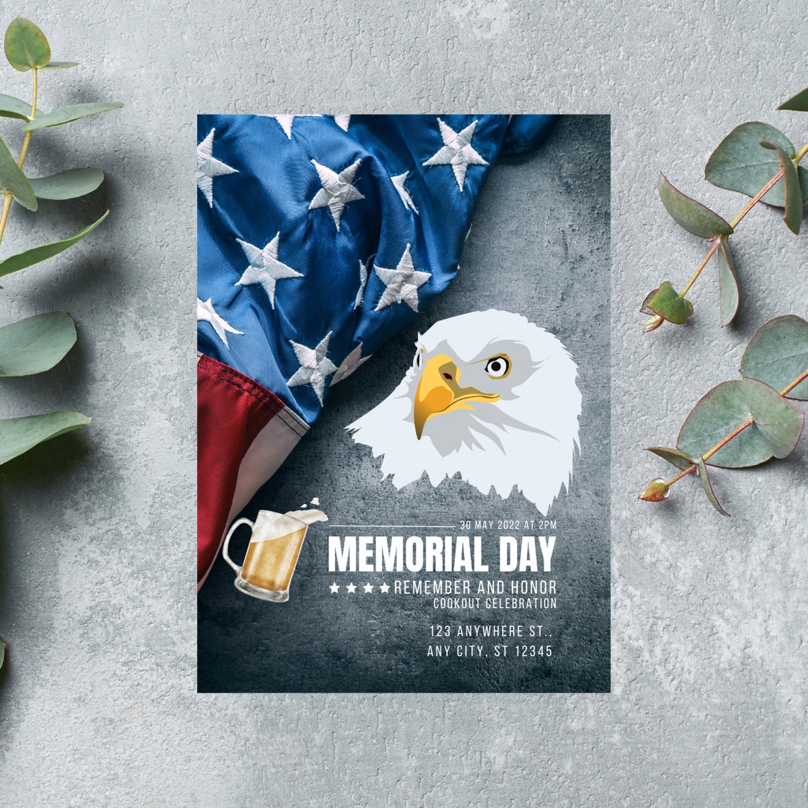 Memorial Day Invitation, Memorial Cookout, Remember and Honor ...
