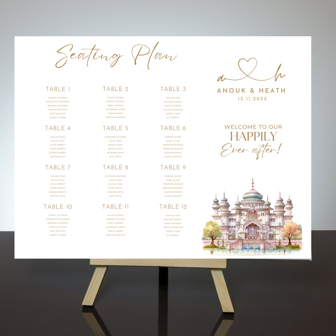 Fairytale Castle Wedding Printable Seating Chart Sign, Princess Wedding ...
