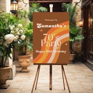 Editable Retro Birthday Welcome Sign Template | Vintage Party Banner ...