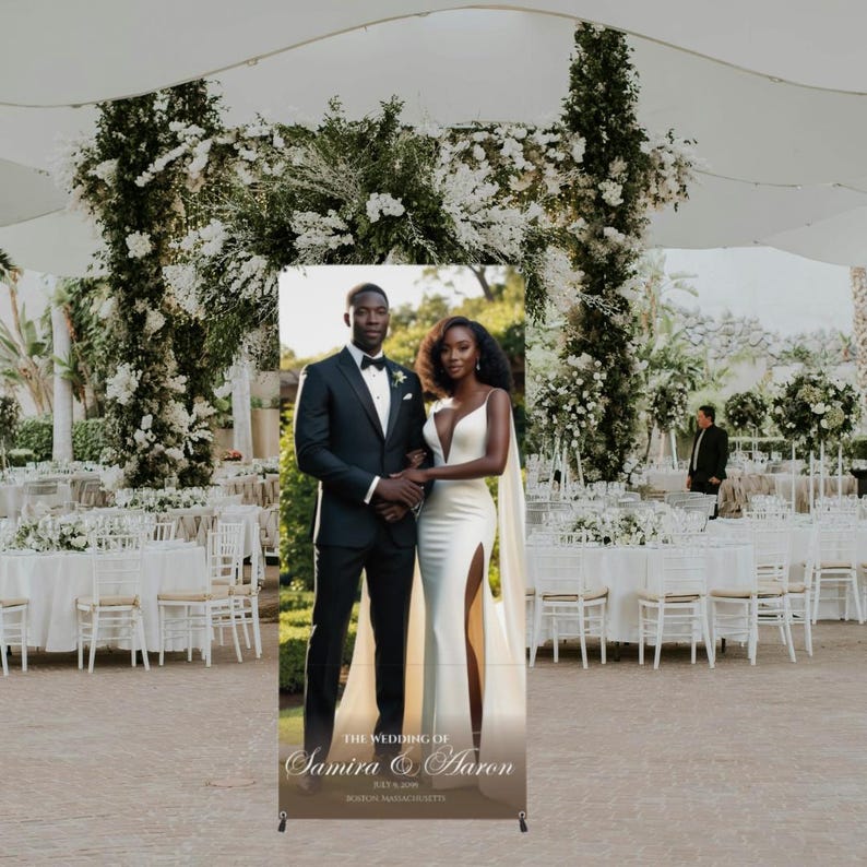 Custom Wedding Photo Vinyl Banner With Stand | Personalized Welcome ...