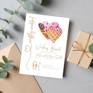 Editable Waffle Wedding Invitation Template | Valentine Brunch ...