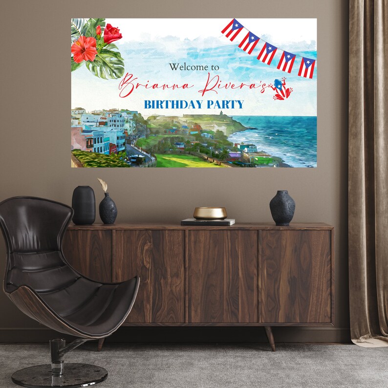 Editable Puerto Rico Welcome Sign Template Birthday Banner Skyline ...