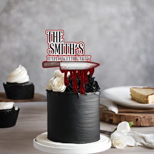 Handcrafted Halloween Killer Cake Topper - Custom Blood Dripping Knife ...