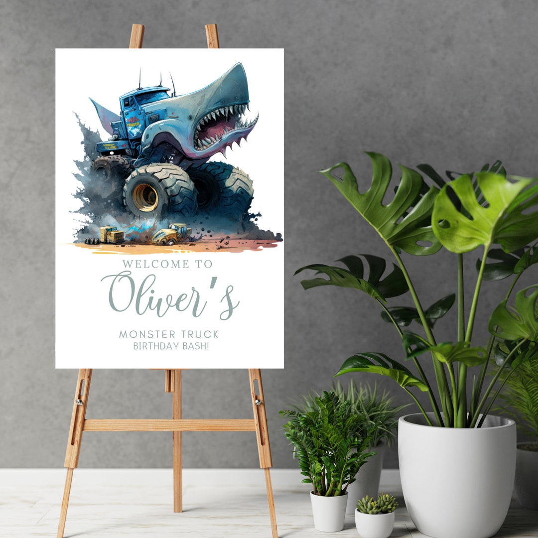 Monster Truck Birthday Welcome Sign Template, Race Car First Birthday ...