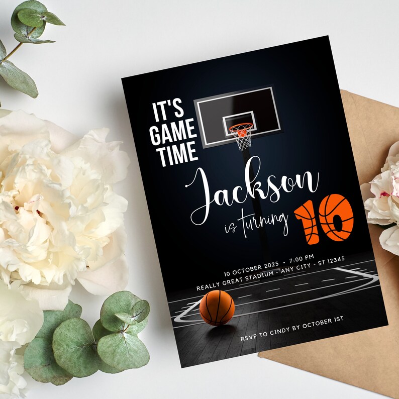 Slam Dunk Birthday Invitation Template Customizable - Etsy