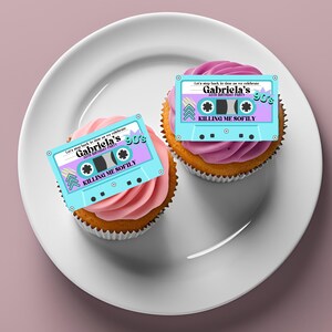 Edible Retro 90s Cassette Cupcake Topper | Custom 90s Party Cake Decor ...