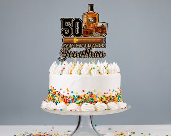 Whiskey and Cigar Cake Topper - Etsy