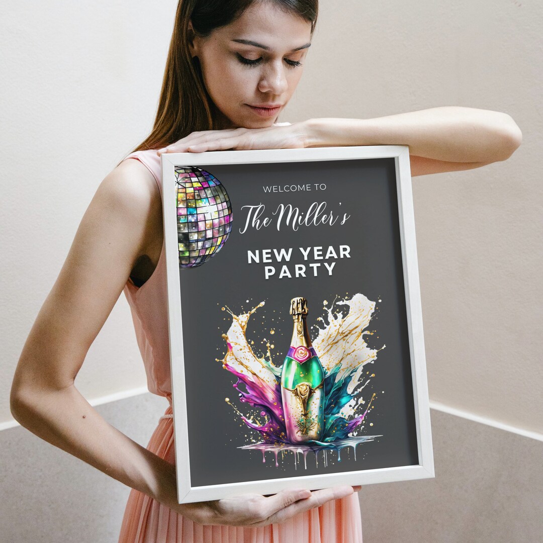 Printable New Year's Welcome Sign Template - Happy New Year Decor - DIY ...