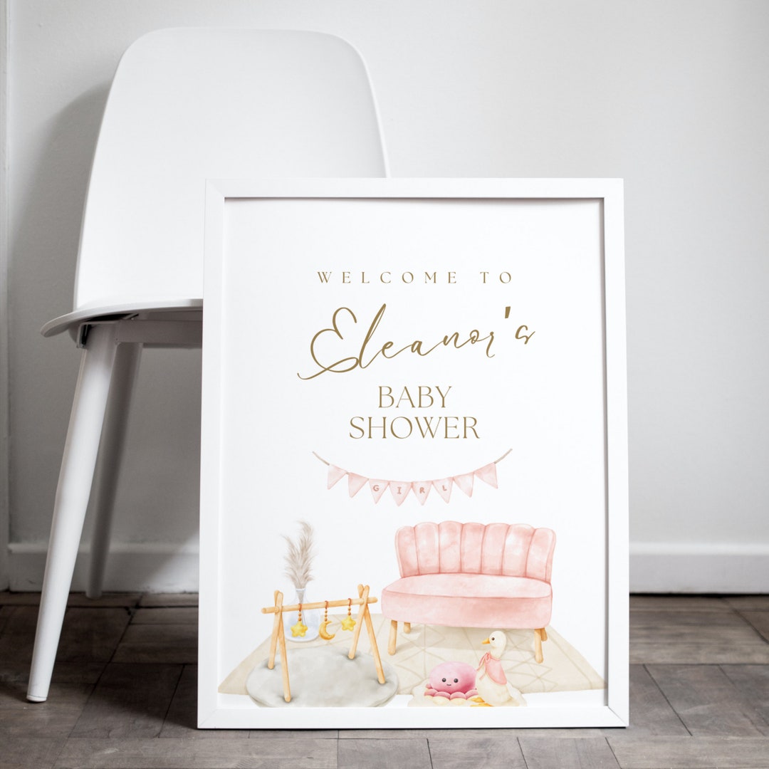 Baby Shower Nursery Theme Welcome Sign Template, Girl Baby Shower ...
