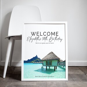 Bora Bora Birthday Welcome Sign, French Polynesia Beach Banner ...