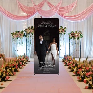 Wedding Photo Banner With Stand – Custom Guest List Table Sign ...