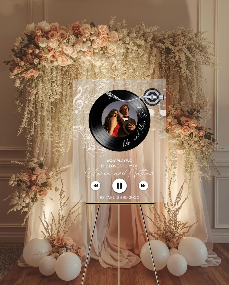 Custom Vinyl Record Wedding Welcome Sign | Acrylic Photo Welcome Sign ...