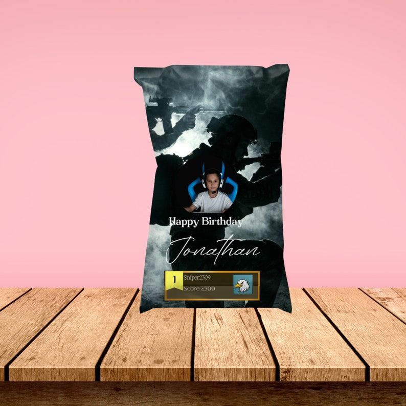 Video Game Birthday Chip Bag, Gamer, Gamer Party Favor Template, Custom ...