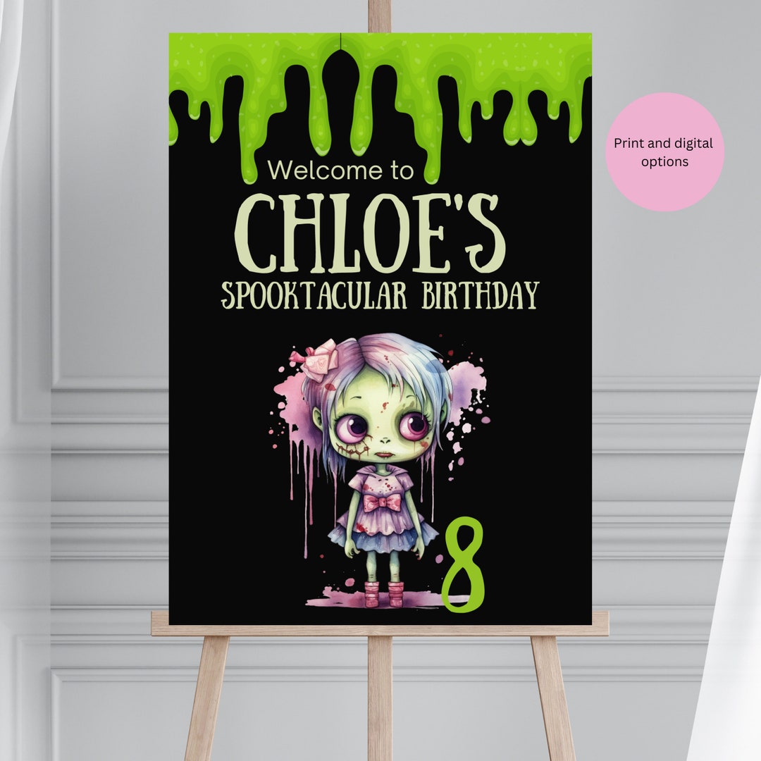 Editable Zombie Birthday Welcome Sign, Apocalypse Party Template ...