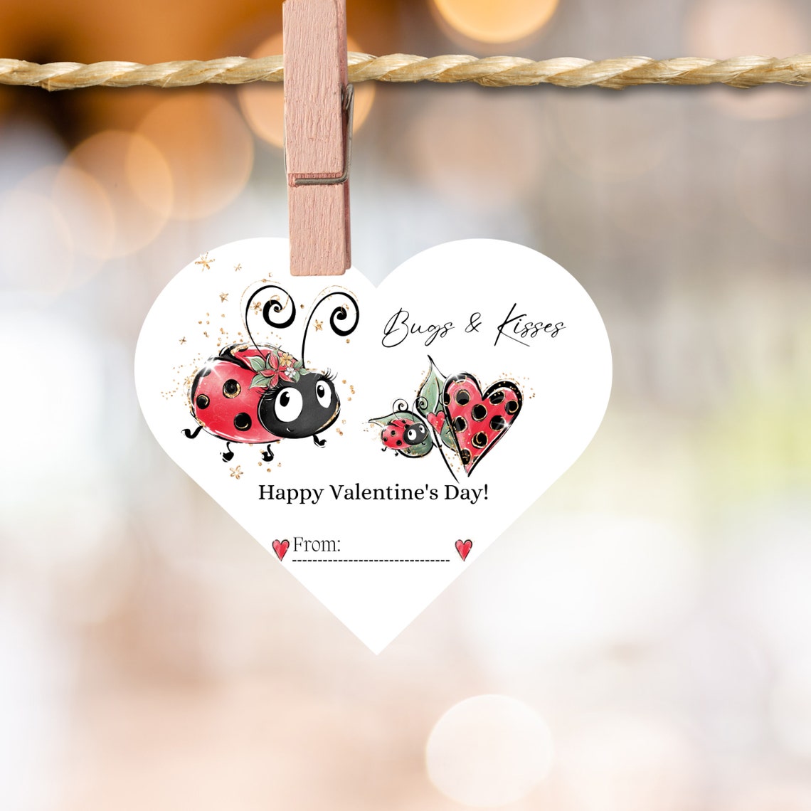Ladybug Heart Valentine Day School Cards Kids Classroom - Etsy