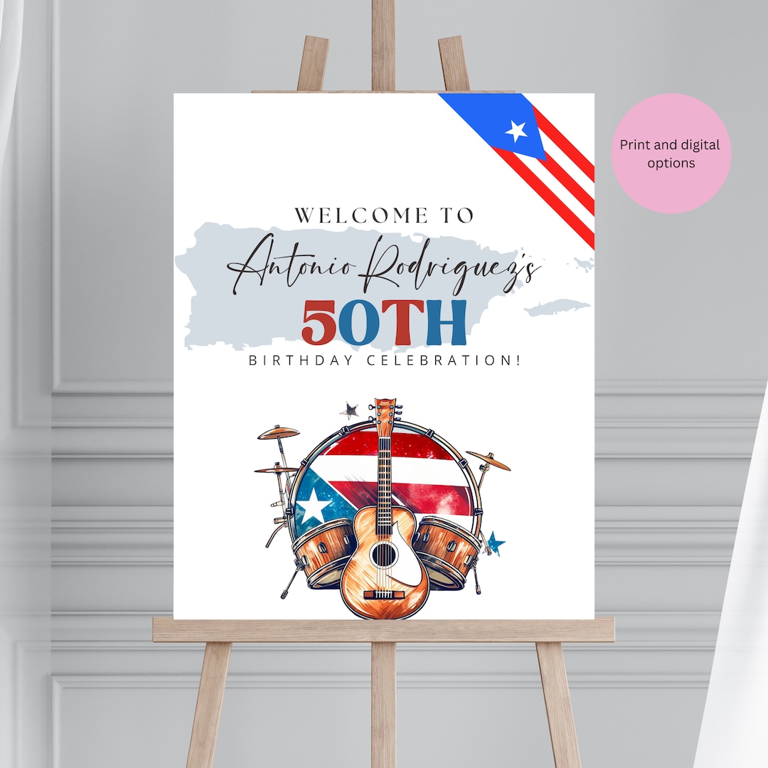Editable Puerto Rico Birthday Welcome Sign Template | Printable Puerto ...