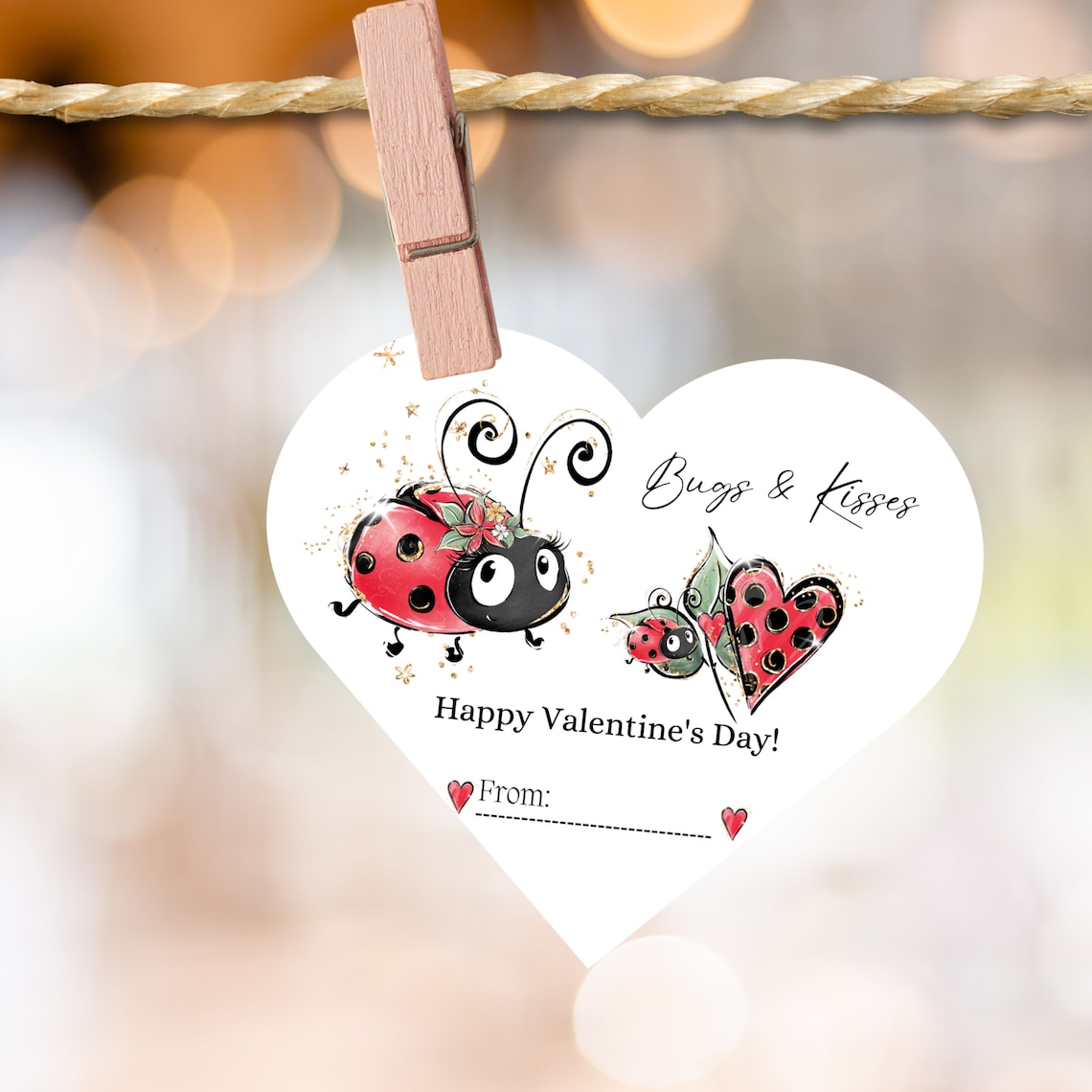 Ladybug Heart Valentine Day School Cards Kids Classroom - Etsy