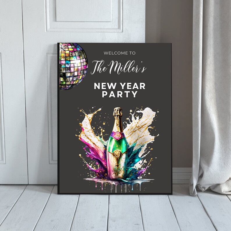 Printable New Year's Welcome Sign Template - Happy New Year Decor - DIY ...