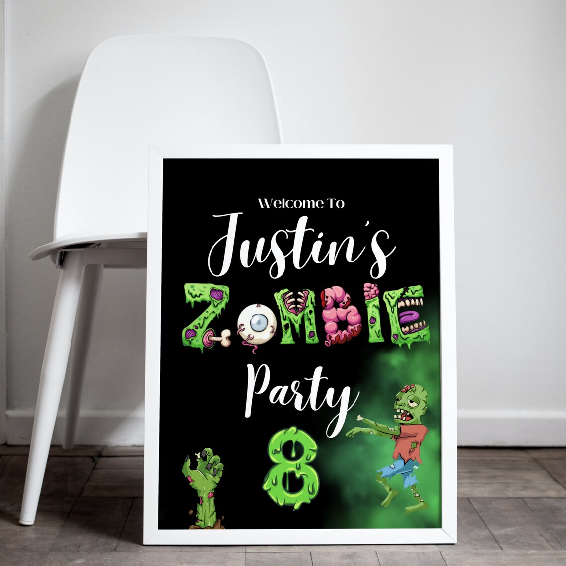 Zombie Birthday Welcome Sign, Editable Kids Scary Signs, Halloween ...
