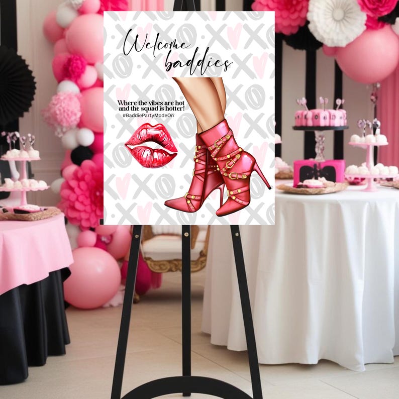 Editable Baddie Party Welcome Sign | Instant Download | Pink Glam Event ...