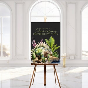 Customizable Dinosaur Birthday Welcome Sign Template Personalized ...