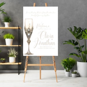 Editable Wedding Day Welcome Sign Template | Personalized Champagne ...