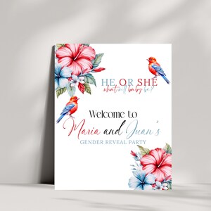 Editable Puerto Rico Gender Reveal Welcome Sign Template Red Blue ...