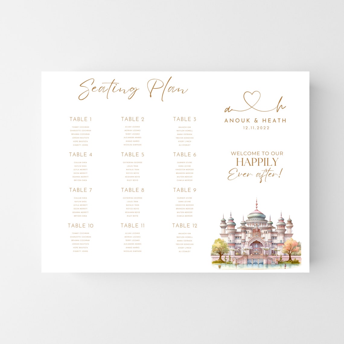 Fairytale Castle Wedding Printable Seating Chart Sign, Princess Wedding ...