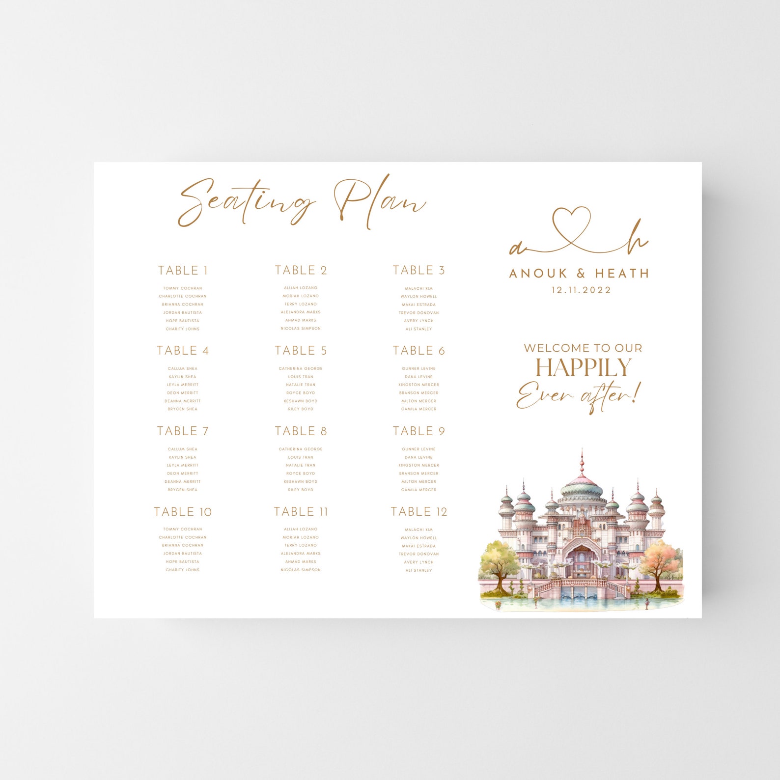 Fairytale Castle Wedding Printable Seating Chart Sign, Princess Wedding ...